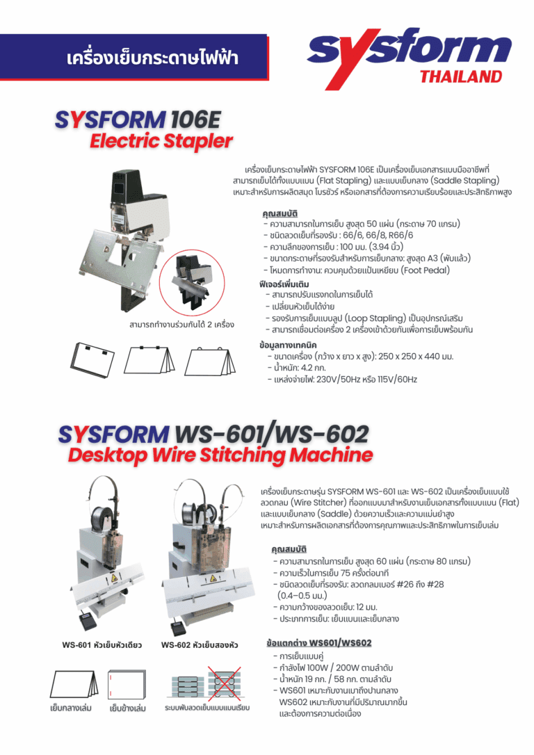 SYSFORM WS-601 เครื่องเย็บลวดไฟฟ้า Wire Stitcher - Sysform Thailand